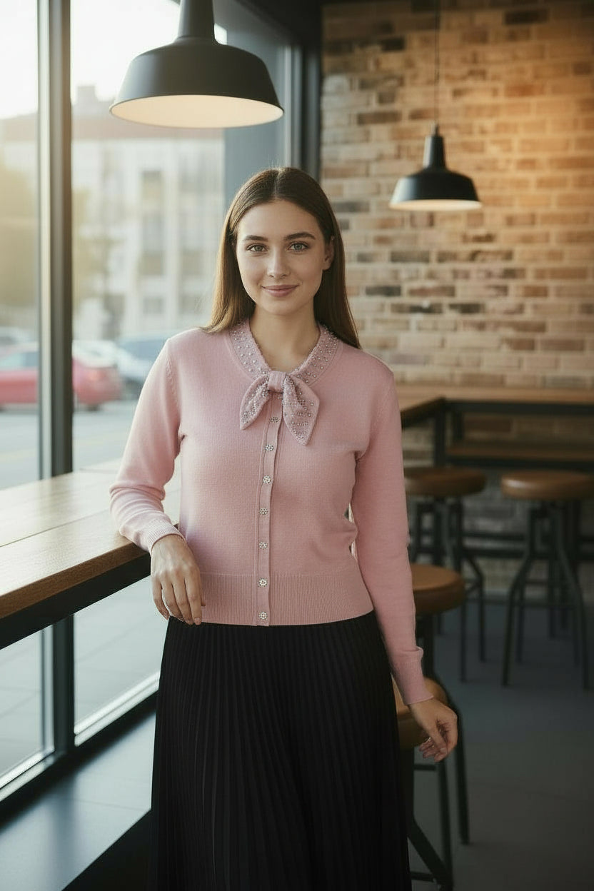 FCM-FR26T8016K4 PINK NECK TIE TOP – Coats and co.